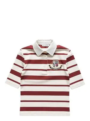 Acne Studios Embroidered Polo Tee - Red/ecru