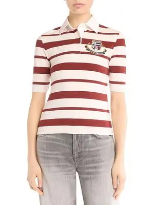 Acne Studios Embroidered Polo Tee - Red/ecru