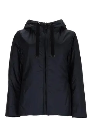 Max Mara Hooded Jacket In Water-repellent Canvas - Blue