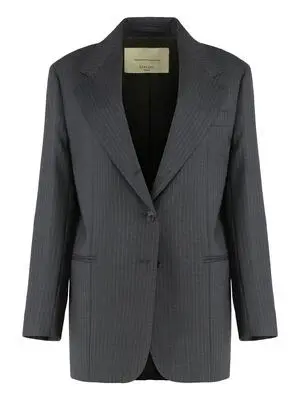 Max Mara Pinstripe Wool Blazer - Grey