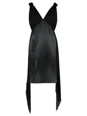 Bottega Veneta Fluid Silk Midi Dress With Knot Detail - Black