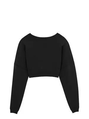 Saint Laurent Cotton Crewneck Cropped Sweatshirt - Black