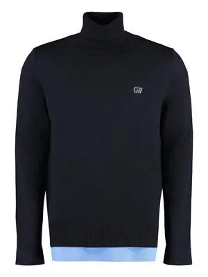 Off-White Wool Turtleneck Sweater - Blue
