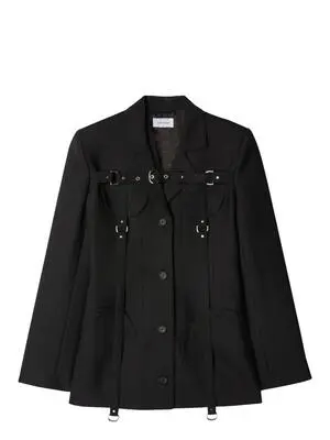 Off-White Wool Blend Buckle Jacket - Black