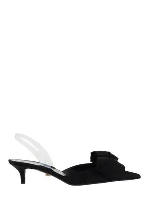 Versace Alia 45 Satin Slingback Pumps With Decorative Bow - Black