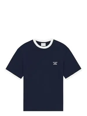 Drole De Monsieur Ribbed Trim Short Sleeve Tee Size - Blu