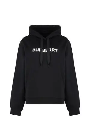 Burberry Logo Cotton Hoodie - Black