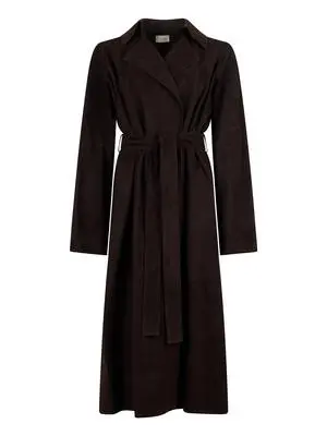 THE ROW Solana Suede Trench Coat - Brown