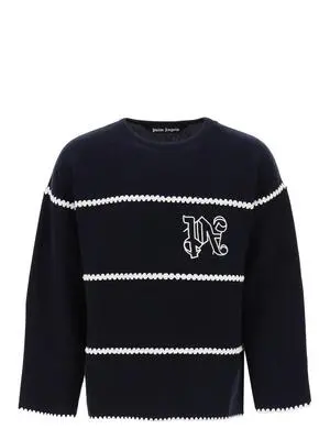 Palm Angels Knit Wool Blend Pullover - Blue