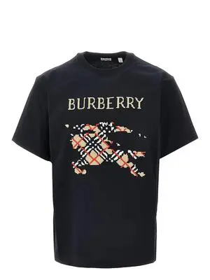 Burberry Ribbed Trim Crew Neck T-shirt Size - Nero