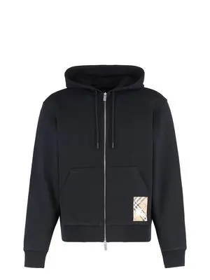 Burberry Cotton Full Zip Hoodie - Black