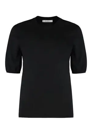Max Mara Slim Fit Wool Shirt With Puff Sleeves - Black