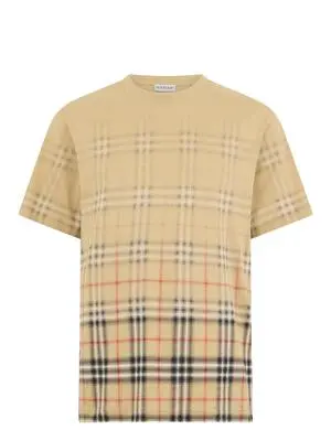 Burberry Checkered Cotton T-shirt Short Sleeve - Beige