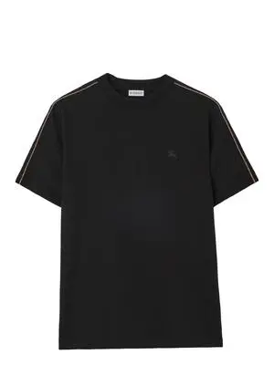 Burberry Burberry Cotton Crewneck T-Shirt With Check Piping - Size M Nero