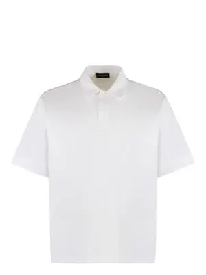 ROBERTO COLLINA Short Sleeve Cotton Polo Shirt With Side Slits - White