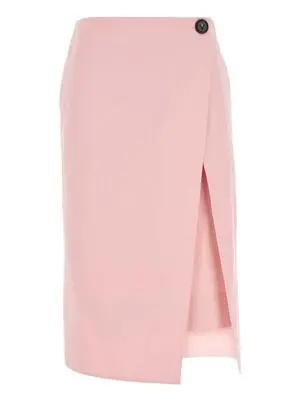 Bottega Veneta Cotton Twill Skirt With Slit Detail - Pink