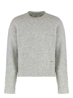 AMI Paris Round Neck Wool Blend Sweater - Grey