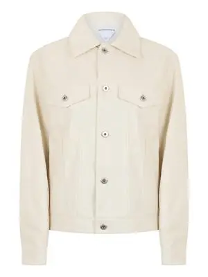 Bottega Veneta Classic Leather Jacket With Button Closure - Panna