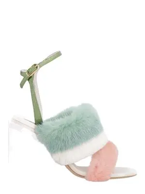 Fendi High-heeled Mink Fur Sandals - Multicolor