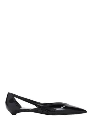 Prada Cut-out Leather Ballerinas - Black