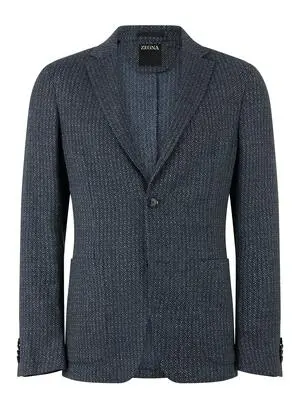 Zegna Single-breasted Cashmere-linen Blend Jacket - Blue