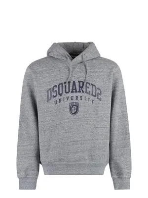 Dsquared2 Logo-print Mélange-effect Hoodie - Grey