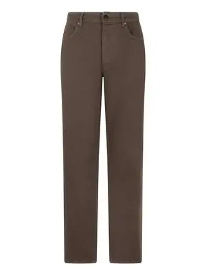 Stone Island Straight Leg Cotton Twill Trousers - Brown