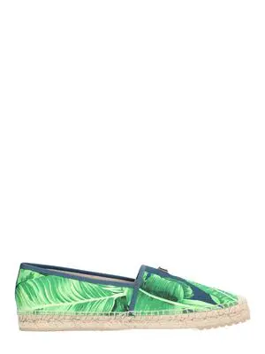 Dolce & Gabbana Leaf-print Canvas Espadrilles - Blue