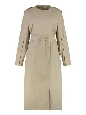 Moncler Mini Trench Jacket With Logo Patch And Removable Waistcoat - Beige