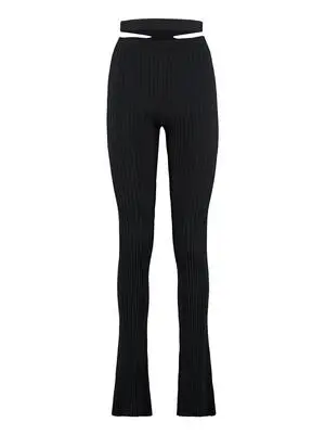ANDREĀDAMO Ribbed-knit Flared Trousers - Black