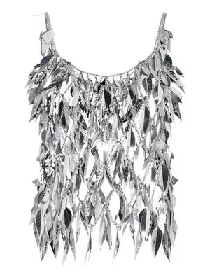 Rabanne Metallic Leaf Chainmail Top - Silver