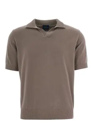 Paul & Shark Short Sleeve Knit Polo Shirt - Marrone
