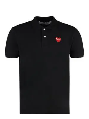 Play Comme Des Garcon Cotton-piqué Polo Shirt - Black