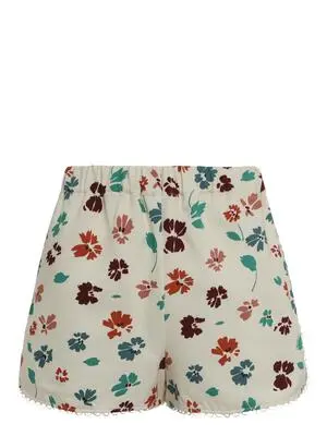 KRISTINA TI Floral Cotton Elasticated Waist Shorts - Multicolor