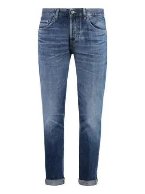 DONDUP Stretch Cotton Jeans With Roll-up Cuffs - Denim