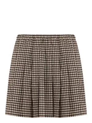 Moncler Quilted Shell Mini Skirt With Check Pattern - Brown