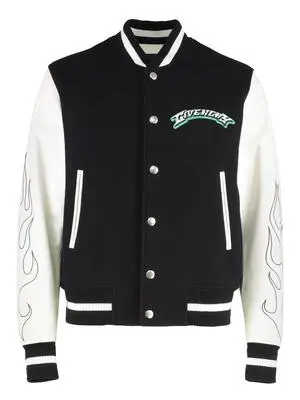 Givenchy Varsity Wool And Grained Leather Jacket - Black