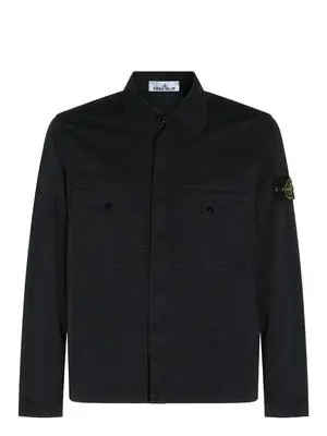 Stone Island Mini Utility Jacket With Chest Pockets And Snap Buttons - Blu