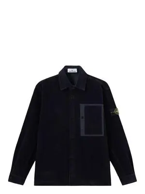 Stone Island Comfort Fit Snap-button Shirt With Contrasting Pocket - Blu