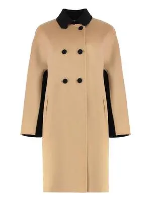 SARTORIA MILANESE Double-breasted Coat With Flared Sleeves - Beige