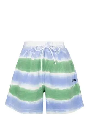 MSGM Cotton Tie-dye Effect Mini Shorts - Light Blue