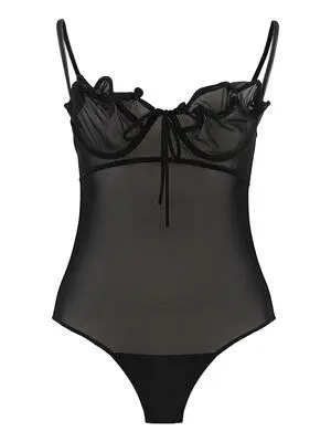 Y/project Tulle Bodysuit With Underwire Cups - Black