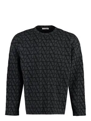 Valentino Garavani Wool Sweater With All-over Motif - Grey