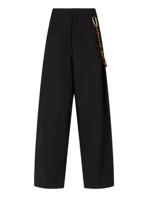 DARKPARK High Waist Wide-leg Trousers With Beaded Detail - Black