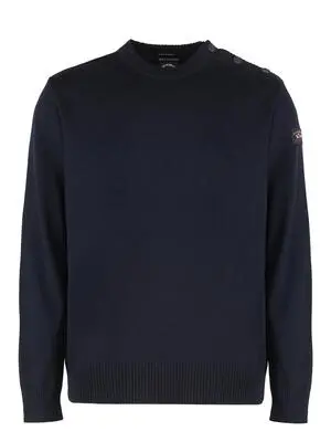 Paul & Shark Bretagne Wool Crew Neck Sweater With Iconic Badge - Blue