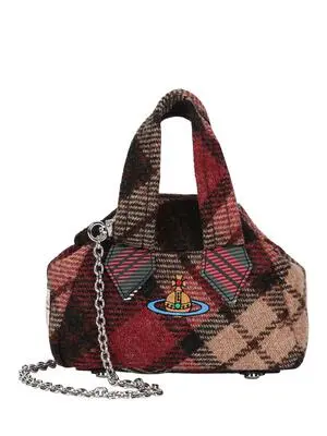 VIVIENNE WESTWOOD Small Tartan Wool Tweed Handbag With Chain Strap - Multicolor
