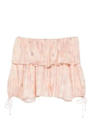 CHLOÉ CHLOÉ Silk Off-the-Shoulder Top With Embellished Collar And Cuffs