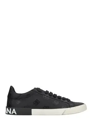 Dolce & Gabbana Portofino All-over Logo Sneakers - Black