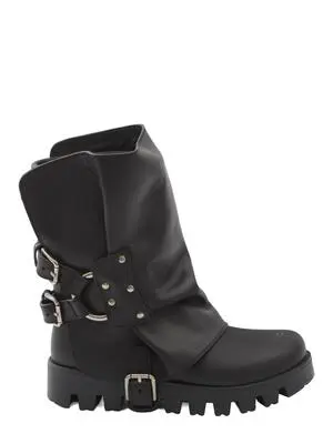Dolce & Gabbana Rubber And Calfskin Ankle Boots - Black
