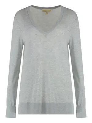 Michael Kors Fine-knit V-neck Sweater - Grey
